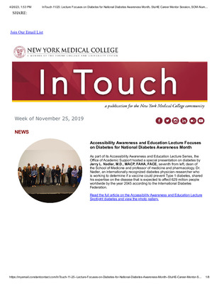 "Week of November 25, 2019" by New York Medical College