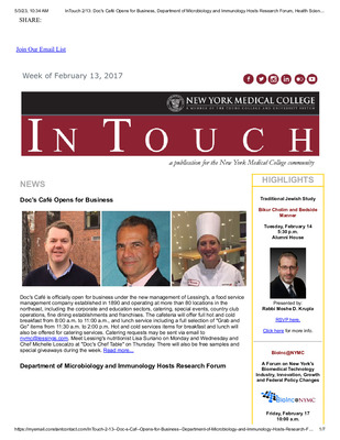 "Week of February 13, 2017" by New York Medical College