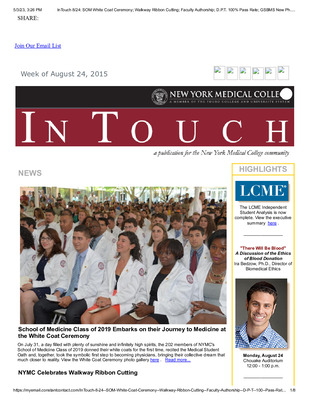 "Week of August 24, 2015" by New York Medical College